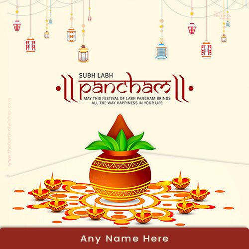 Happy Labh Pancham Wishes Card Greetings With Name Edit Online