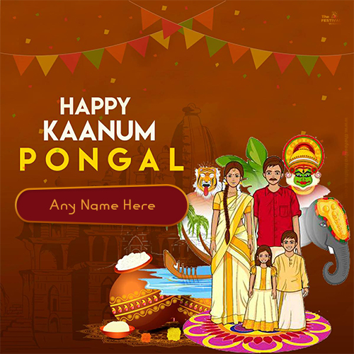 Happy Kaanum Pongal Card With Name Edit