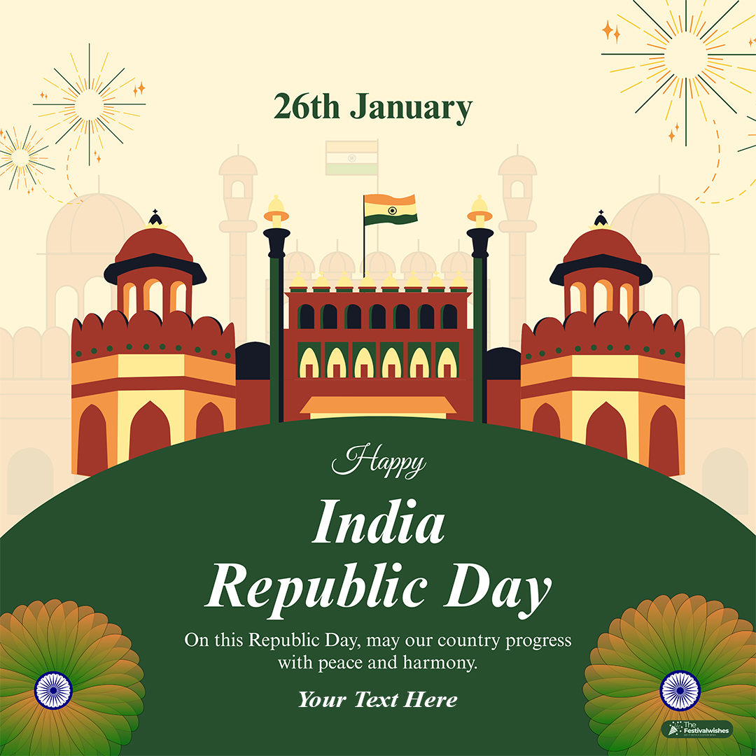 26 January Republic Day 2026 Card With Name Red Fort