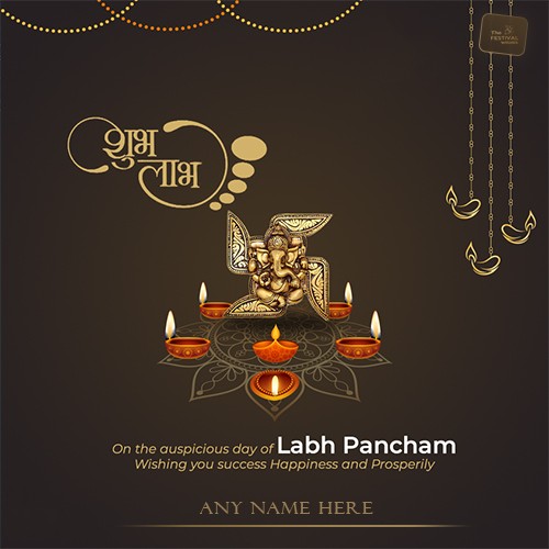 Happy Labh Pancham Wishes Card Greetings With Name Edit Online